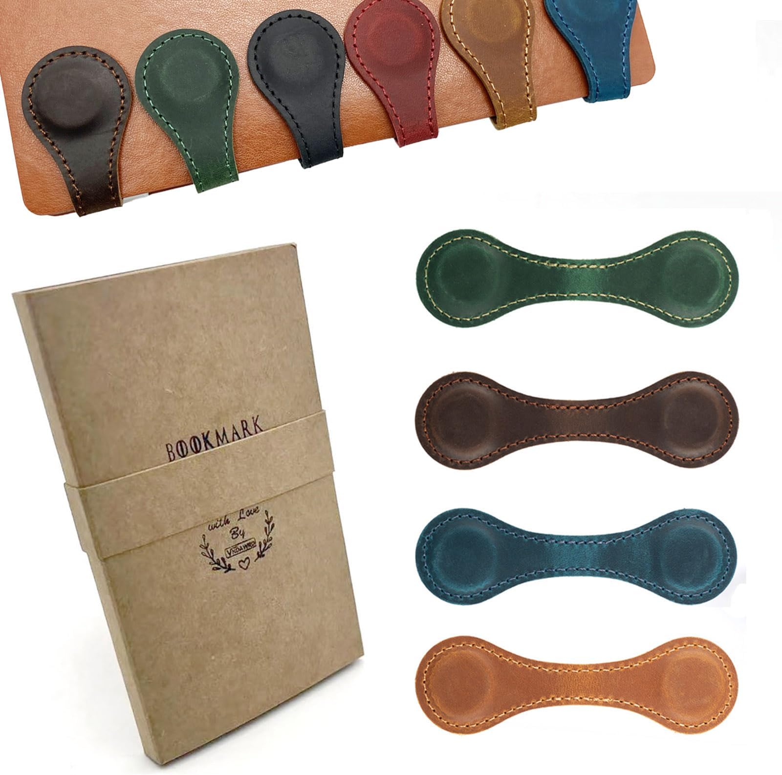 Amazon.com : Skyygemm 12 Sets Classic Leather Bookmark Magnetic Bulk PU ...