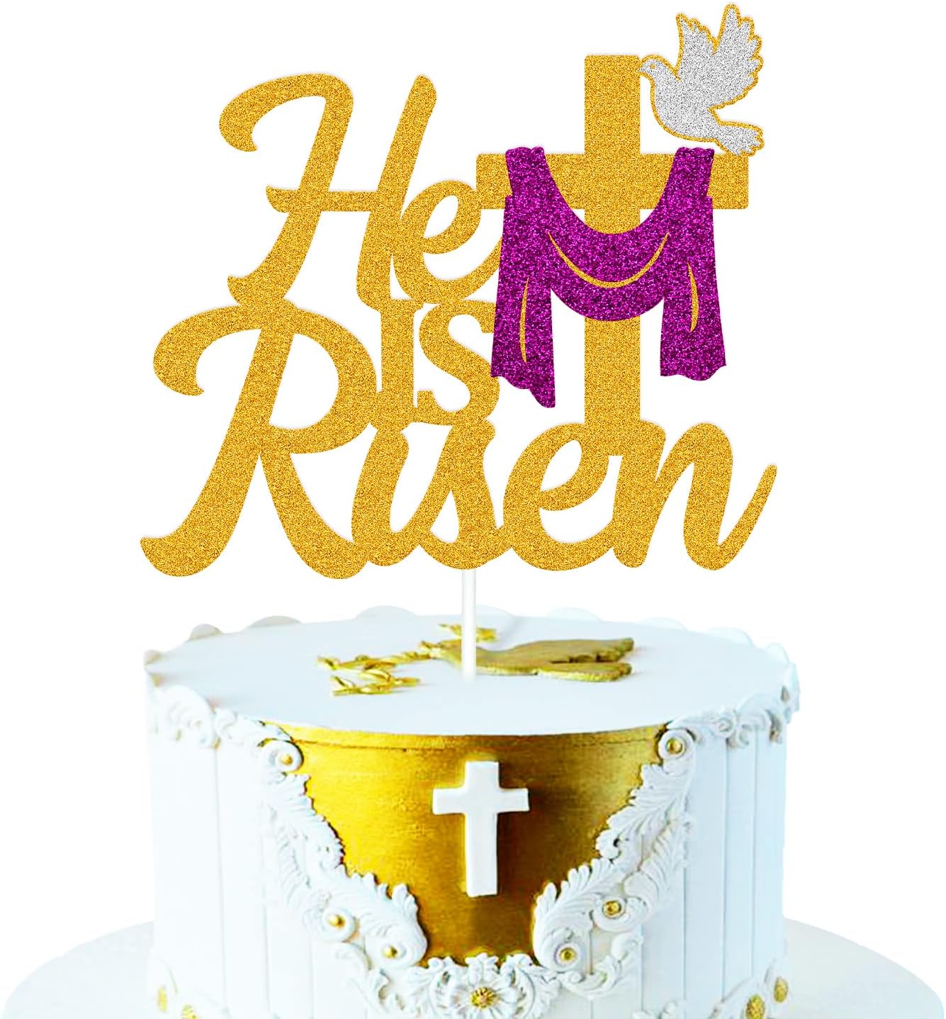 Amazon.com: He is Risen Cake Topper Happy Easter Day Cake Decoraiton ...