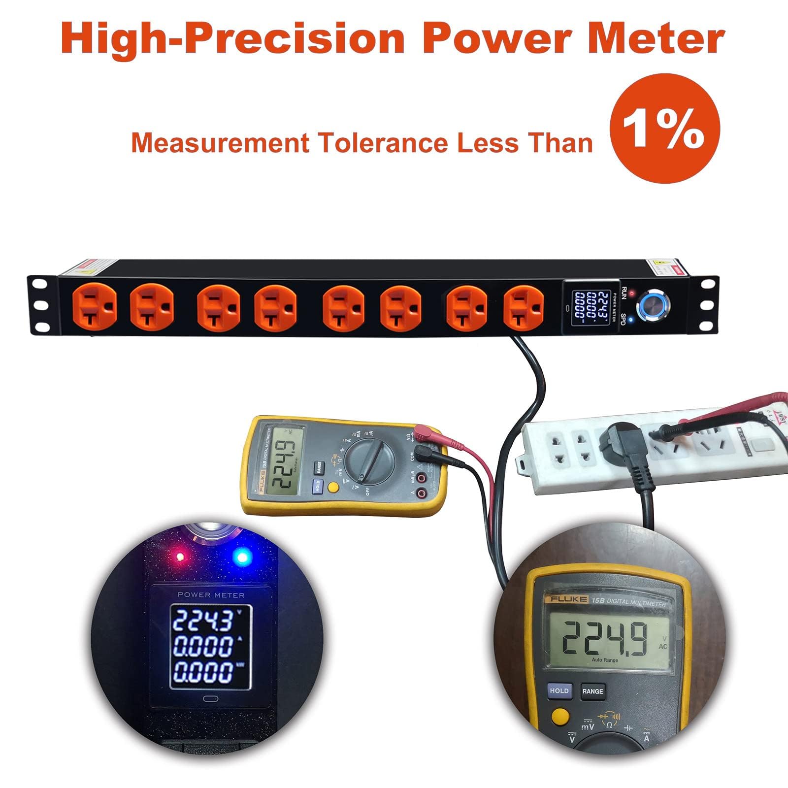 Snapklik.com : PDU Power Strip 16A Rackmount Metered 19 Inch,1 U 8 ...