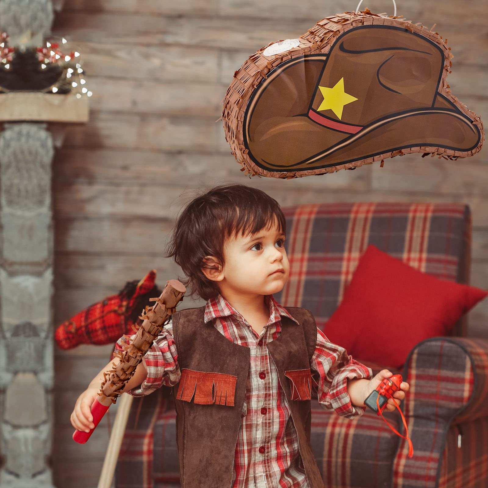 15.7 Inch Cowboy Hat Pinata for Boys Girls Western Cowboy Theme ...