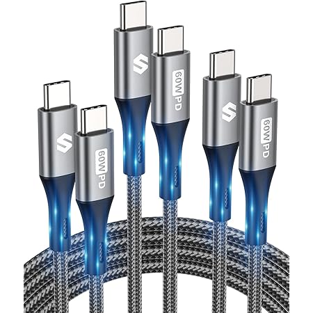 Silkland USB C to USB C Cable [3 Pack, 1M+2M+2M] 60W 20V/3A, USBC to ...