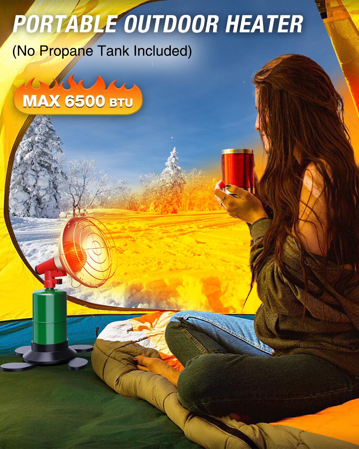 Snapklik.com : QIOMALA Portable Propane Heater, 6500 BTU For Camping ...