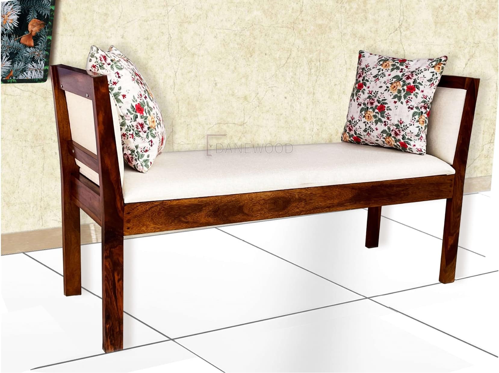 Shagun Arts Solid Sheesham Wood Western Style Seating Bench with Side ...