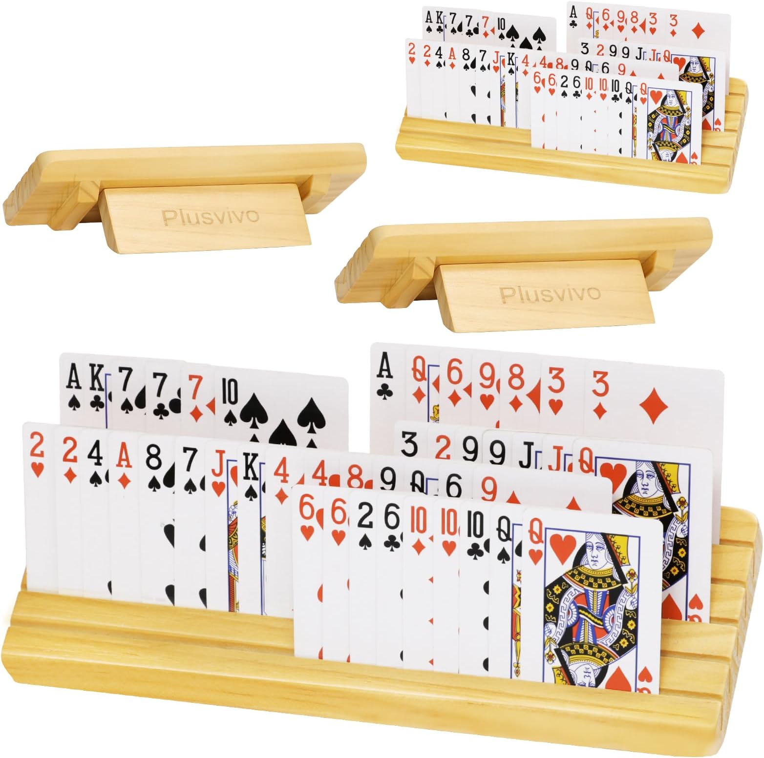 Amazon.com: Yesland 2 Pack Wooden Playing Card Holder -13-3/4 x 3-1/8 ...