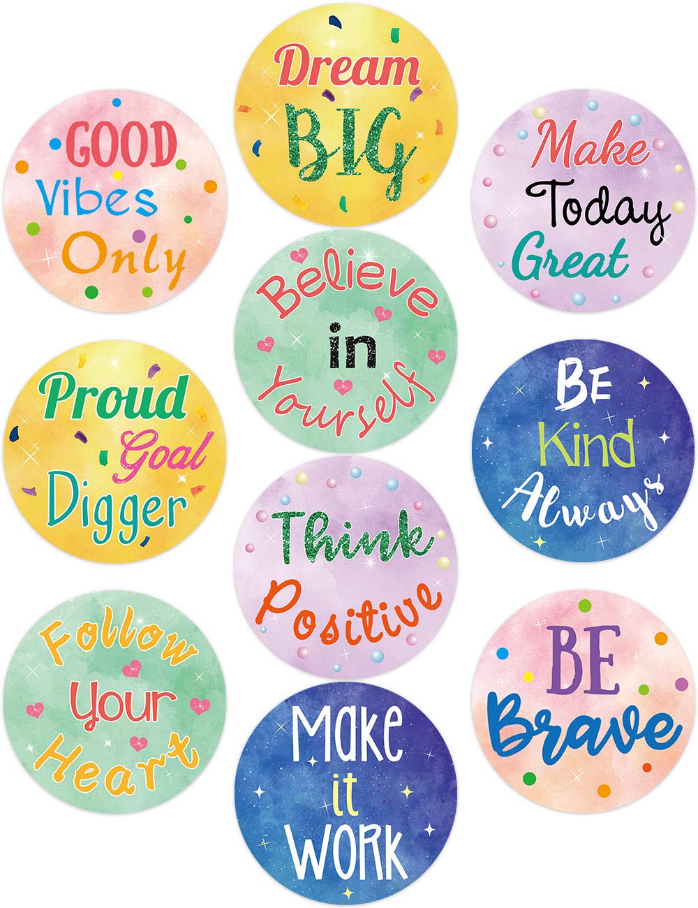 Watercolor Positive Sayings Cutouts 20PCS 7 Inches Classroom Bulletin 