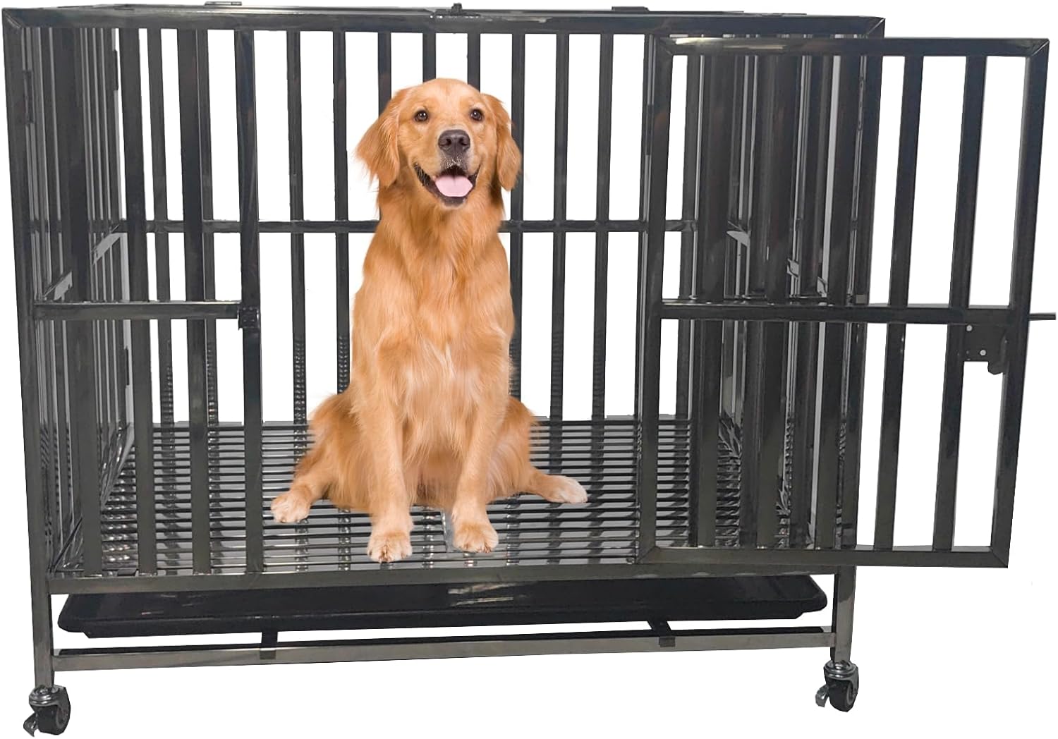 Amazon.com : DLPIN 37" Stackable Heavy Duty Dog Crate Pet Stainless ...