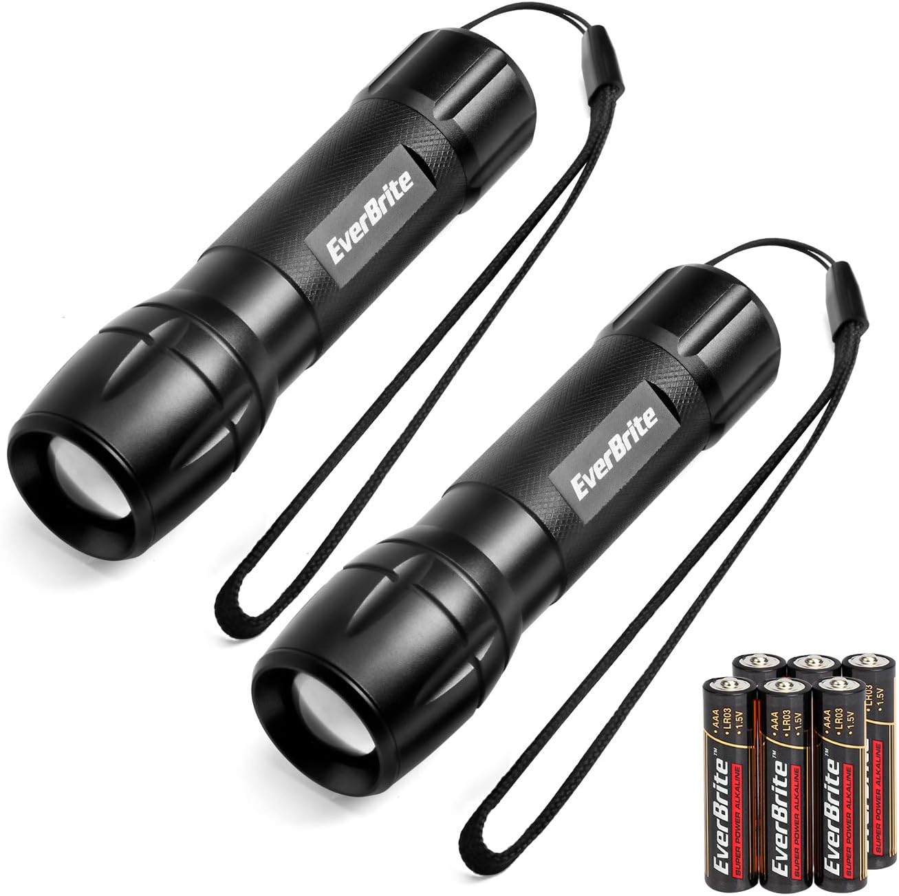 EverBrite LED Mini Flashlight 2 Pack Zoomable LED Torch, Water ...