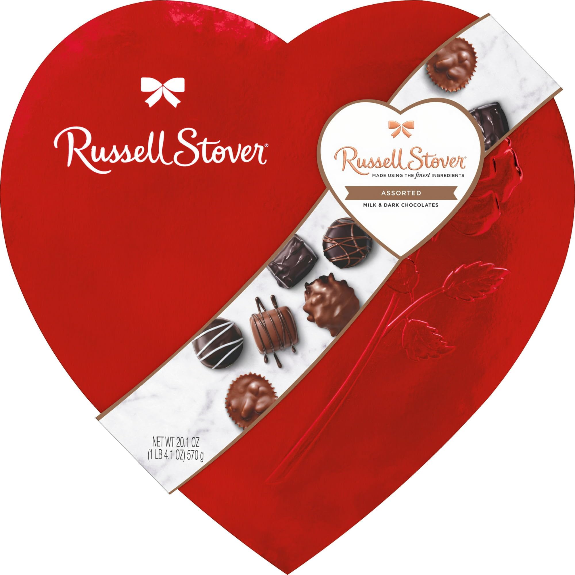 Amazon.com: RUSSELL STOVER I LOVE YOU Red Foil Heart Assorted Milk ...