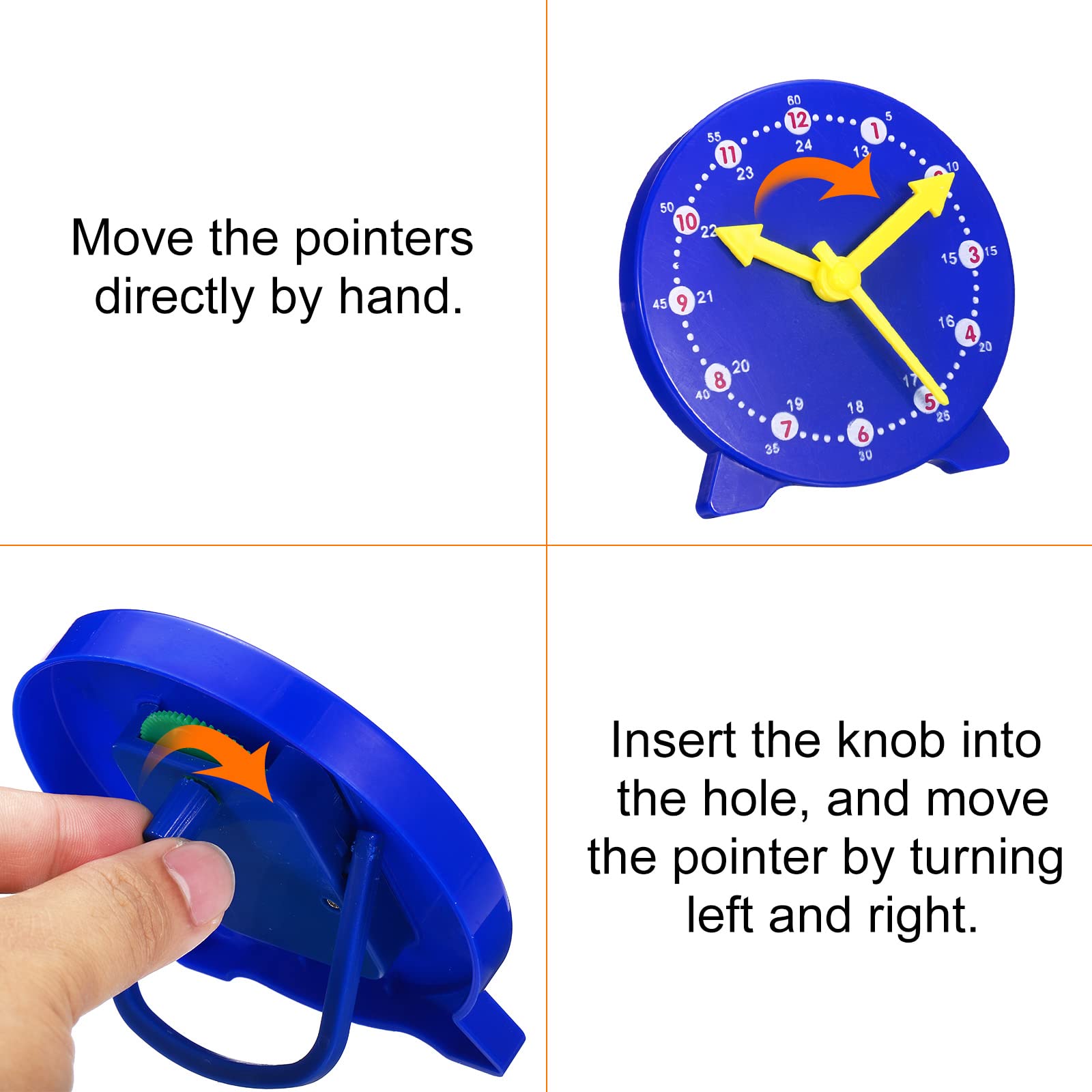PATIKIL 4 inch Teaching Clock, Learn Clock Learning Tell Time Analog ...