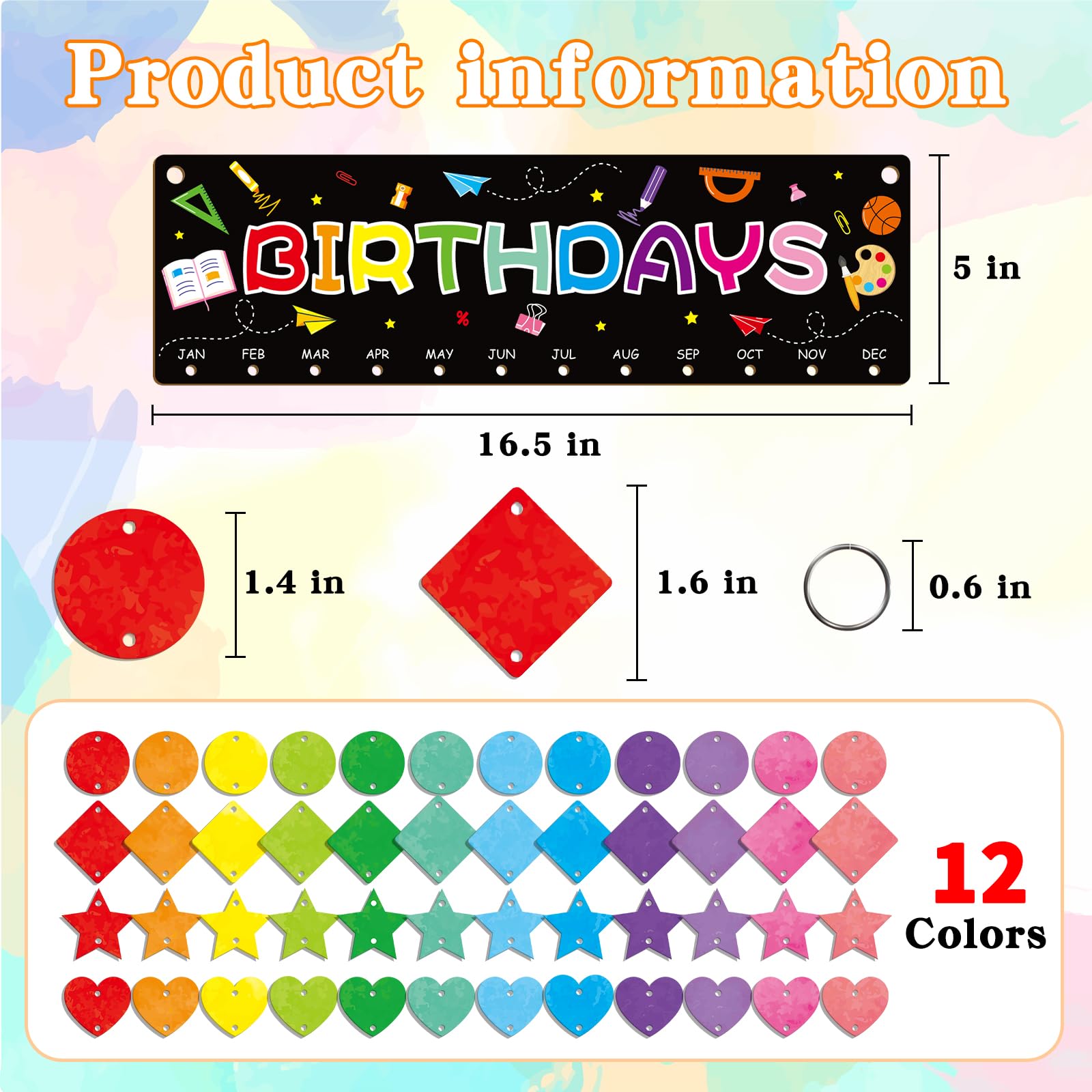 Snapklik.com : MoShining Colorful Birthday Calendar Wall Hanging Decor ...
