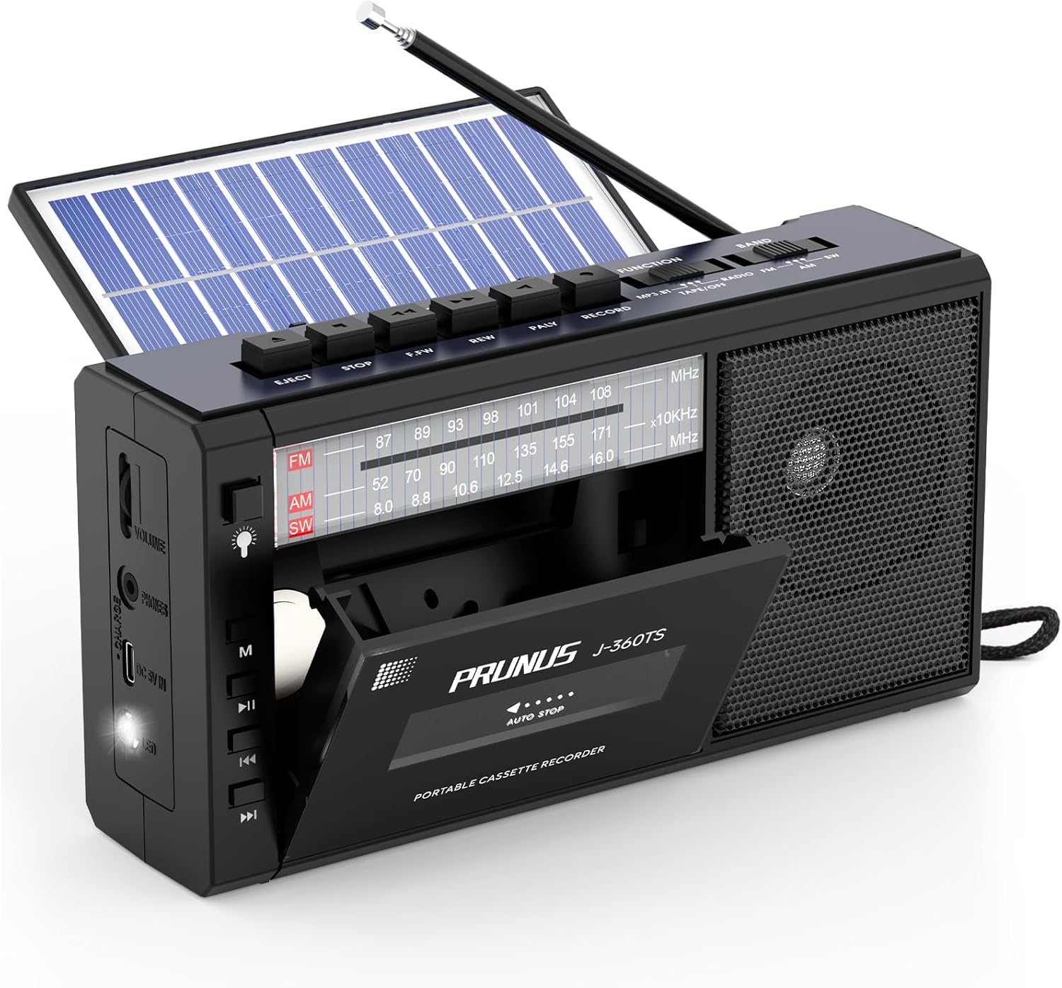 Amazon.com: PRUNUS J-360 Cassette Tape Player Boombox with Solar ...