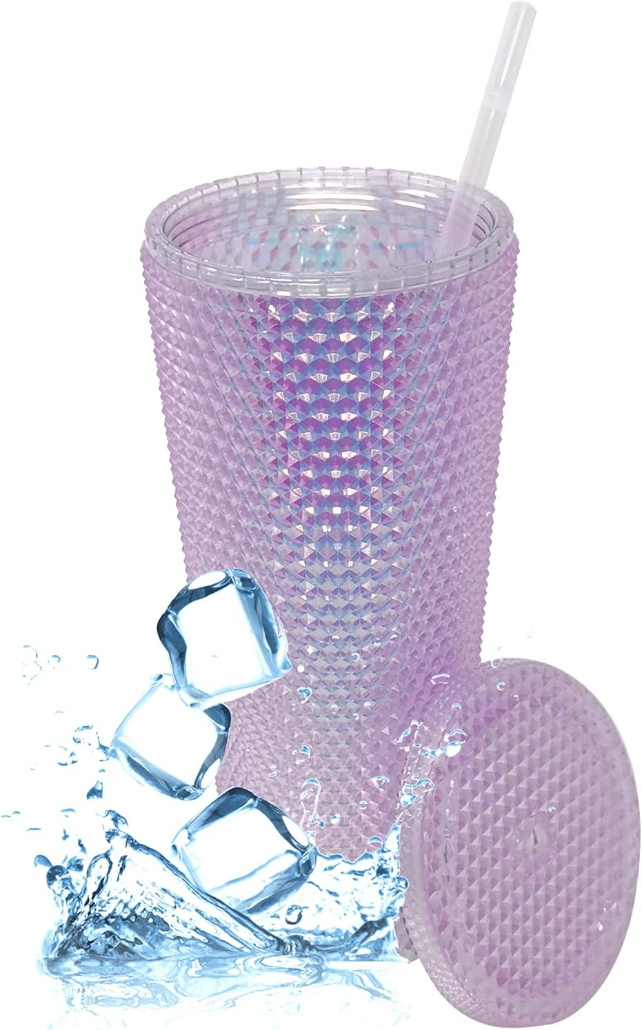 TWSOUL Studded Cup Tumbler 710ml Studded Tumbler with Lid and Straw ...