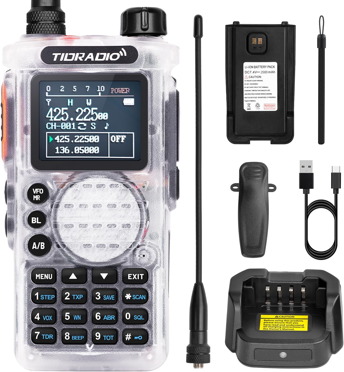 TIDRADIO TD-H8 Ham Radio Transceiver, 2 Way Radio Scanner, Portable UHF VHF Two Way Radio ...