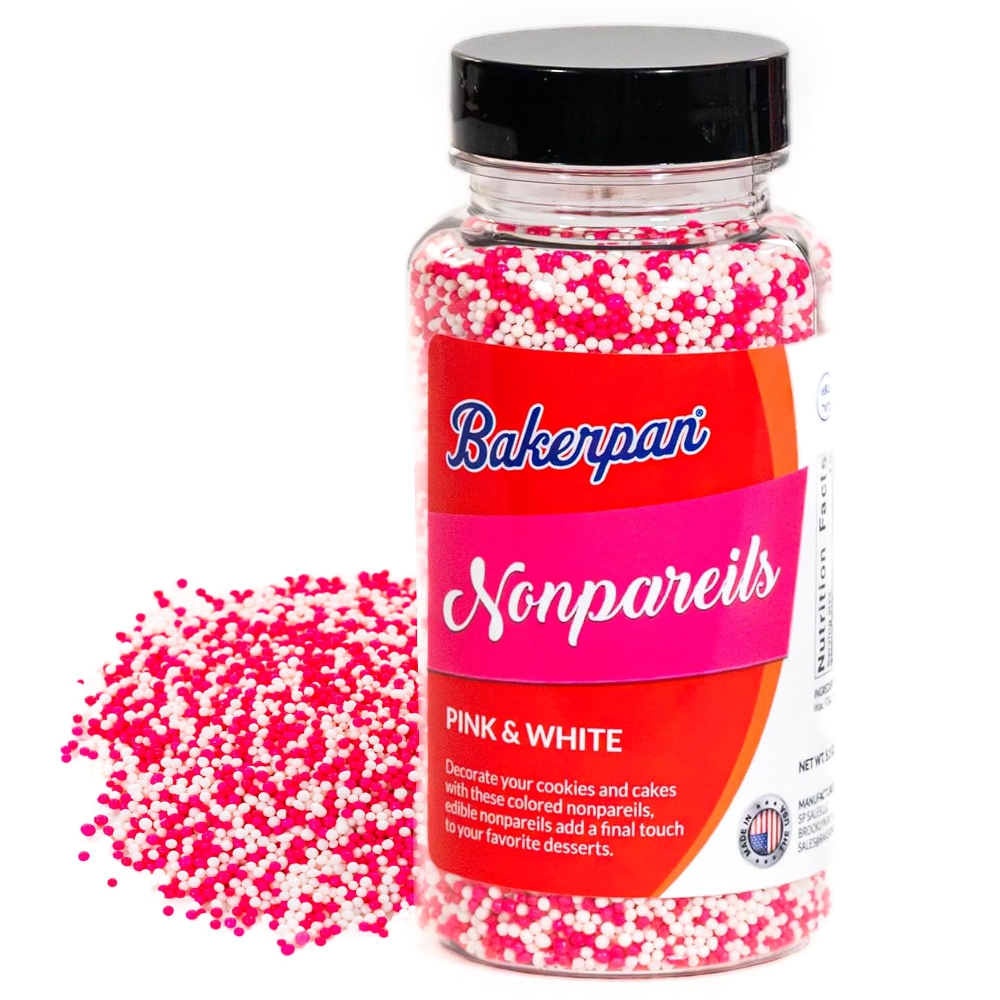 Amazon.com: Bakerpan Pink and White Nonpareils Sprinkles - 5.1 Ounces ...