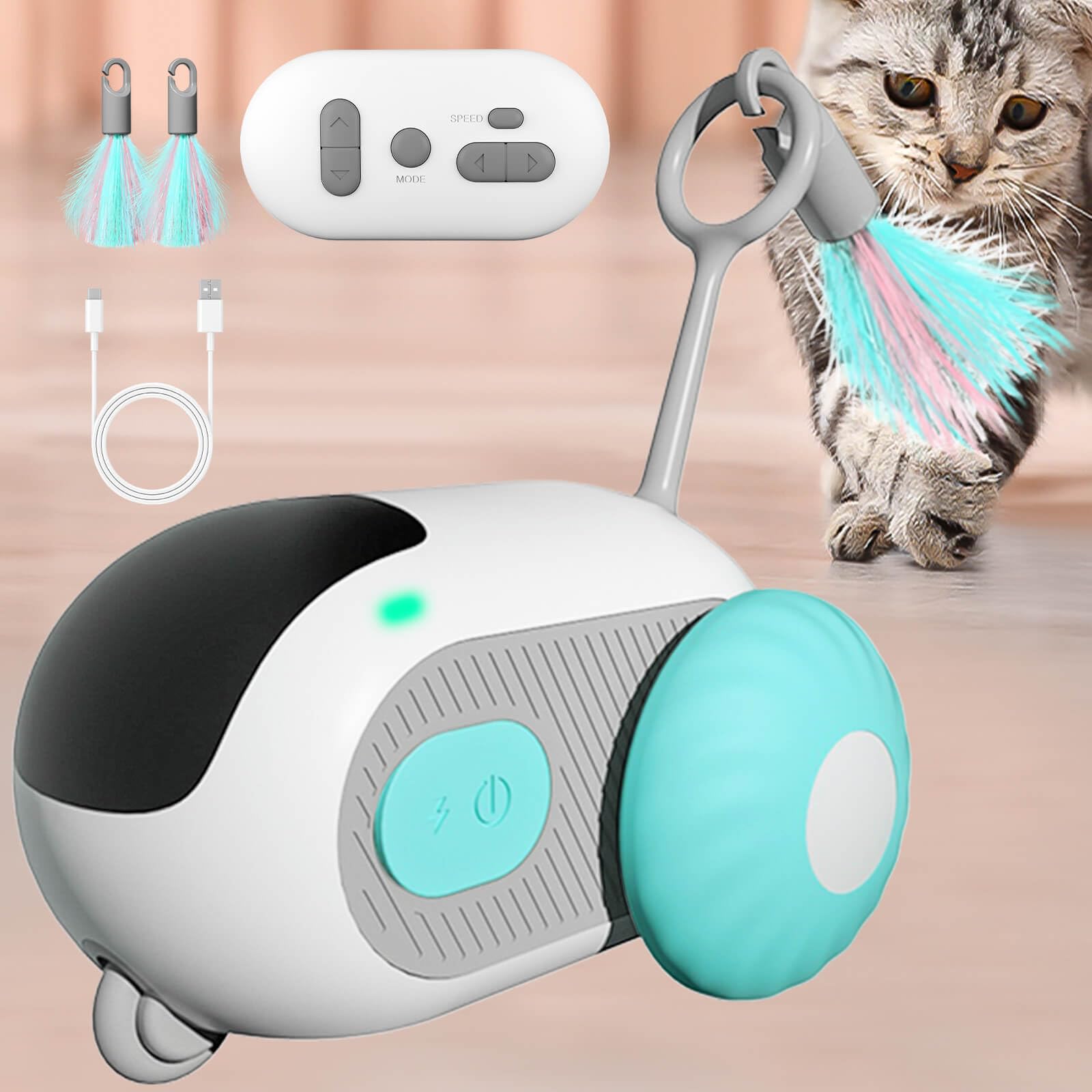 SUNFATT Remote Control Cat Toy,Cat Toys Indoor Cats,USB Charging,Smart ...