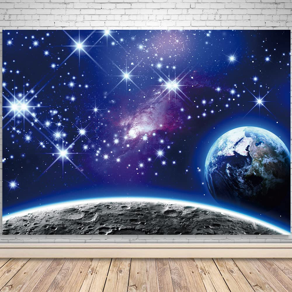 Space Galaxy Theme Party Decorations Backdrop Nebula Milky Way Silver ...