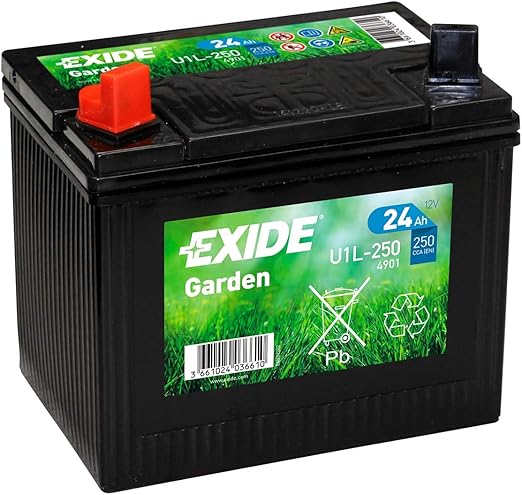 EXIDE U1L-250 (4901) 896 12V 24AH Garden BATTERY for Ride on Lawn Mower ...