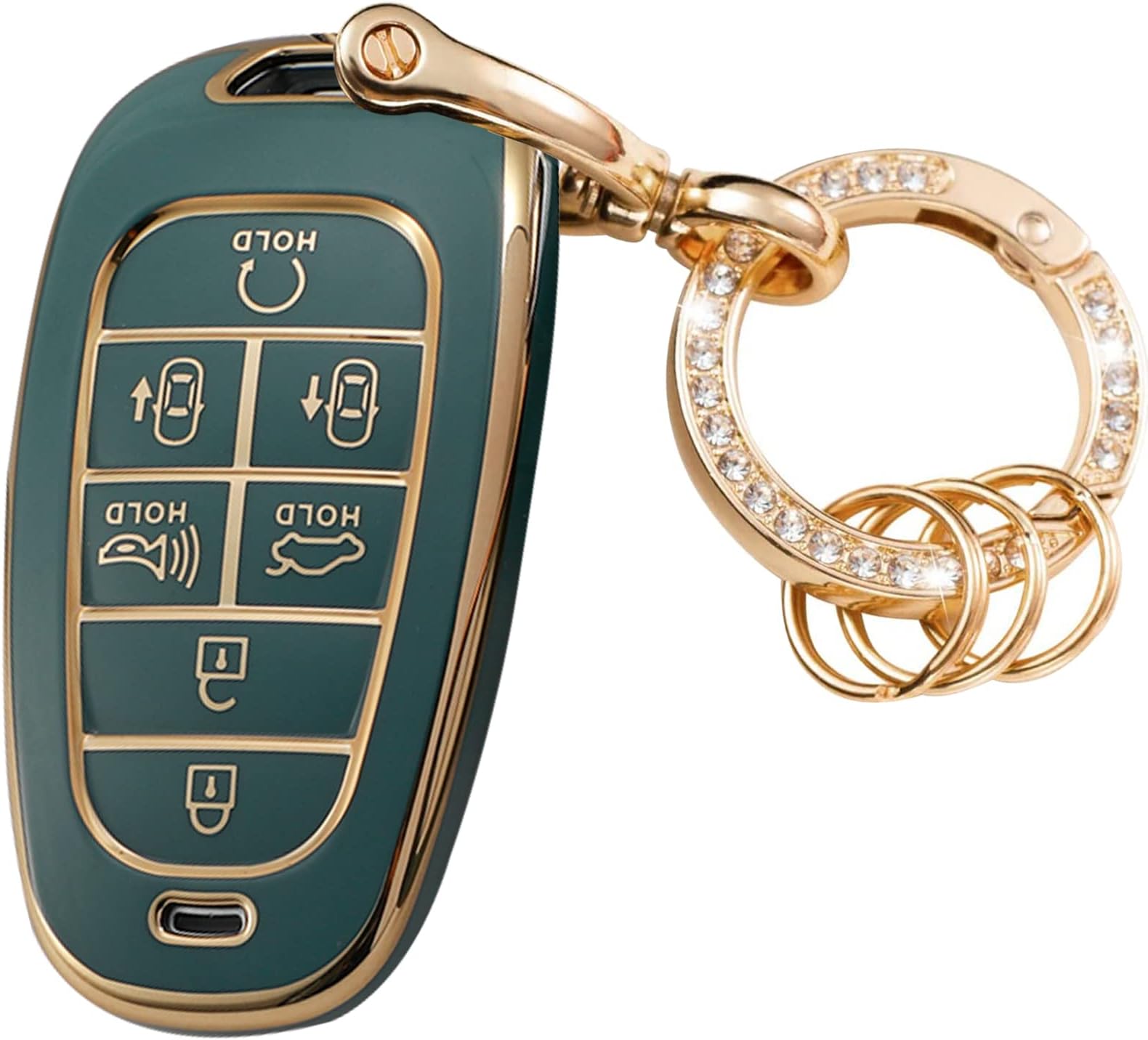 Amazon.com: Kespevn for Hyundai Key Fob Cover 7 Button with Leather ...