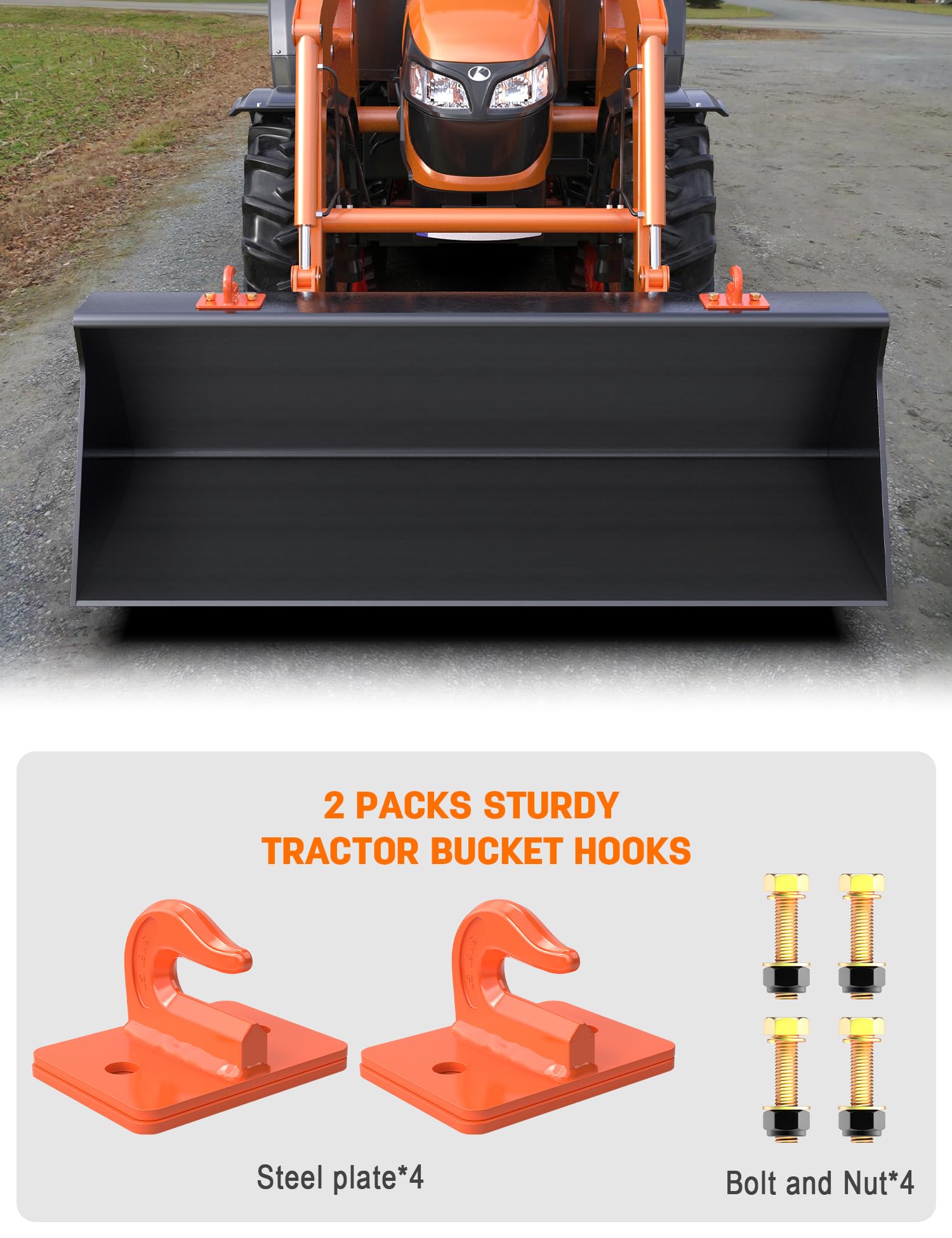 Snapklik.com : 5/16" Tractor Bucket Hooks, Max 15,000lbs Heavy Duty ...