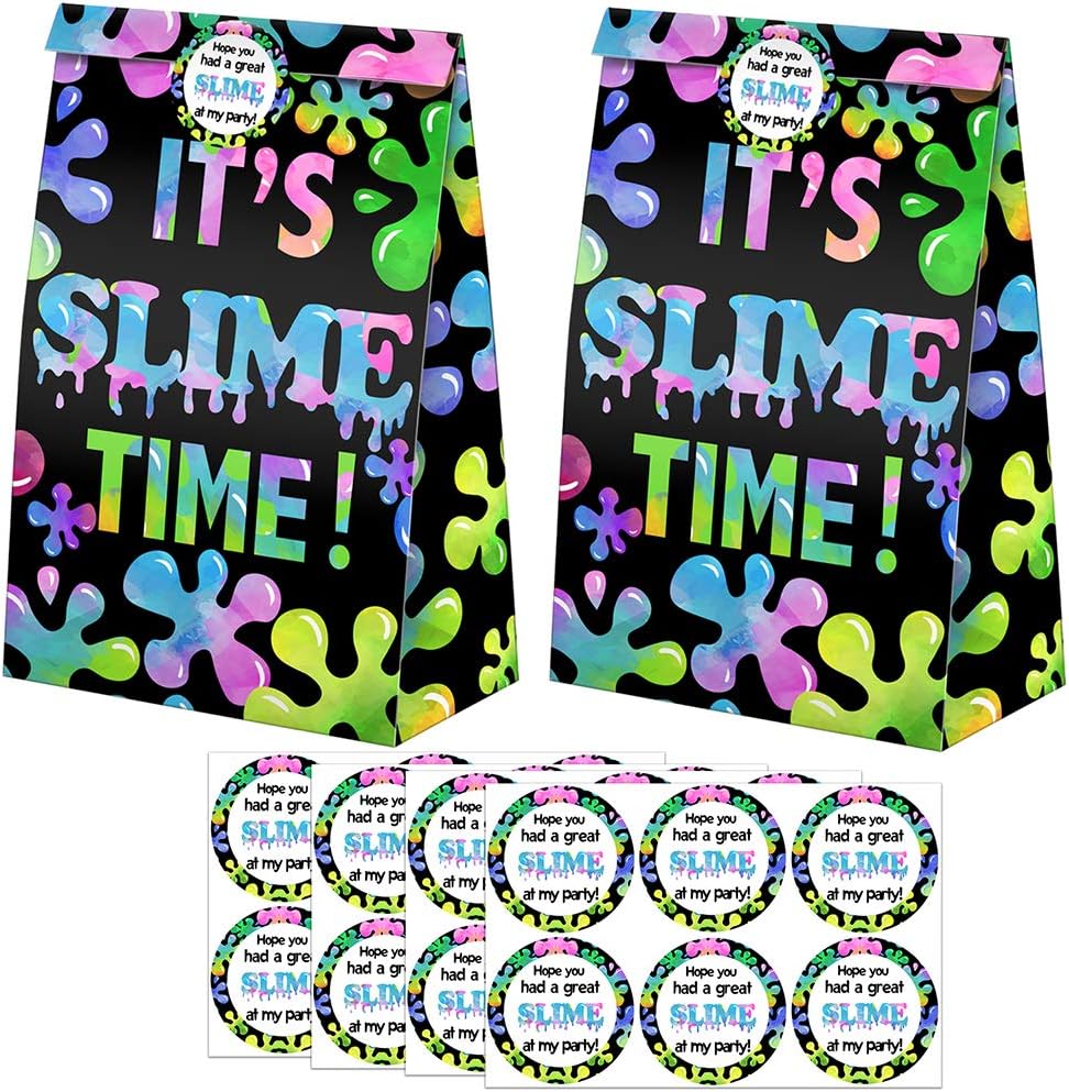 Amazon.com: Slime Goodie Bags-24 Pcs Slime Party Favors Candy Bags with ...