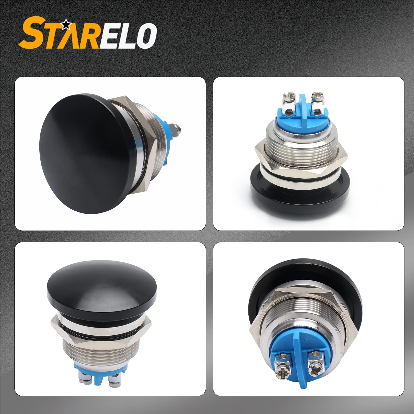 Snapklik.com : 22mm Momentary Push Button Switch Mushroom Head ...