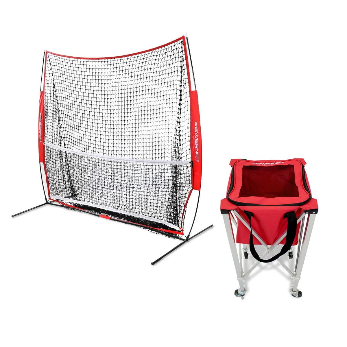 Buy PowerNet 7x7 ft Portable Tennis Net Trainer Bundle + Wheeled Ball ...