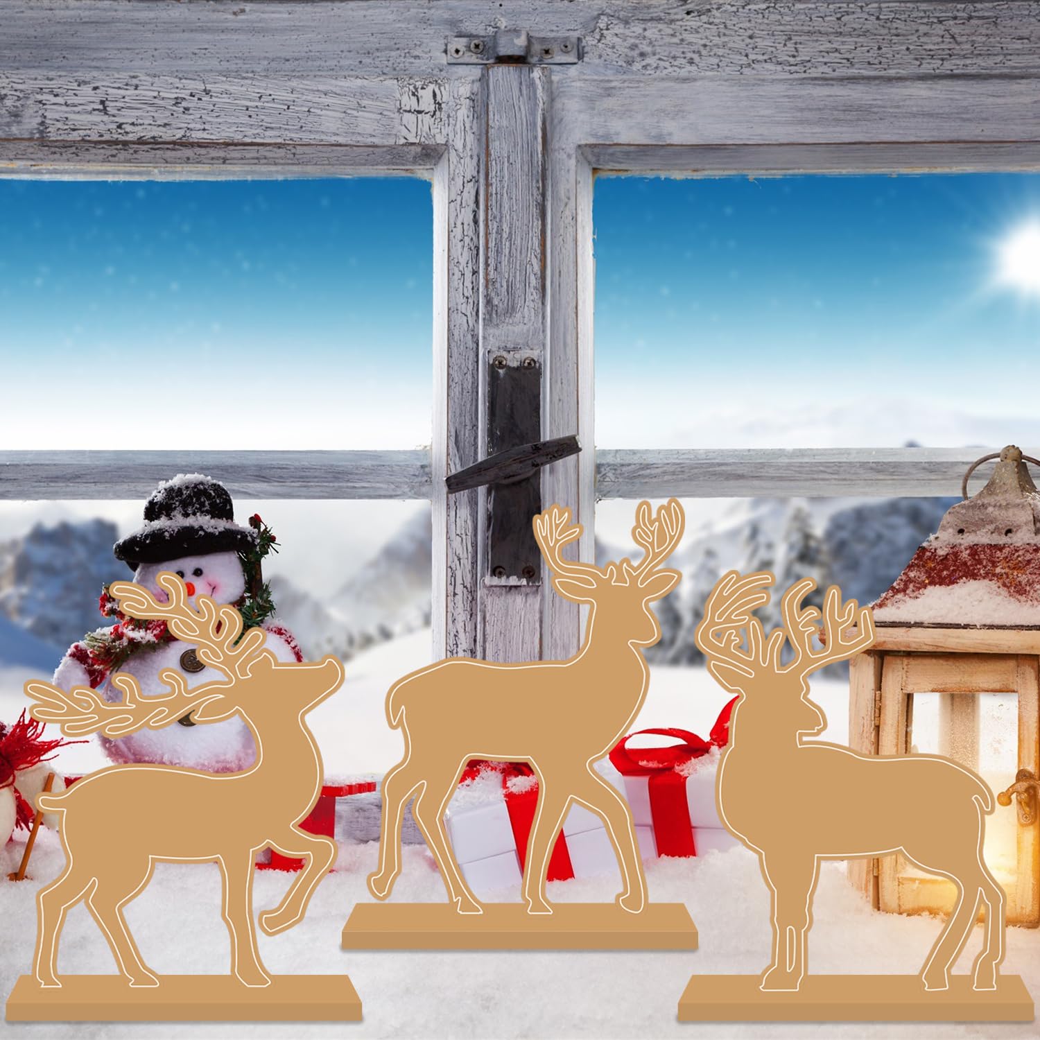 Amazon.com: Reindeer Christmas Table Decorations Wooden Christmas Table ...