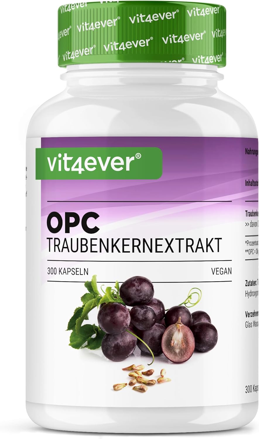 OPC Traubenkernextrakt - 300 Kapseln - 1000mg Extrakt mit 700mg OPC ...