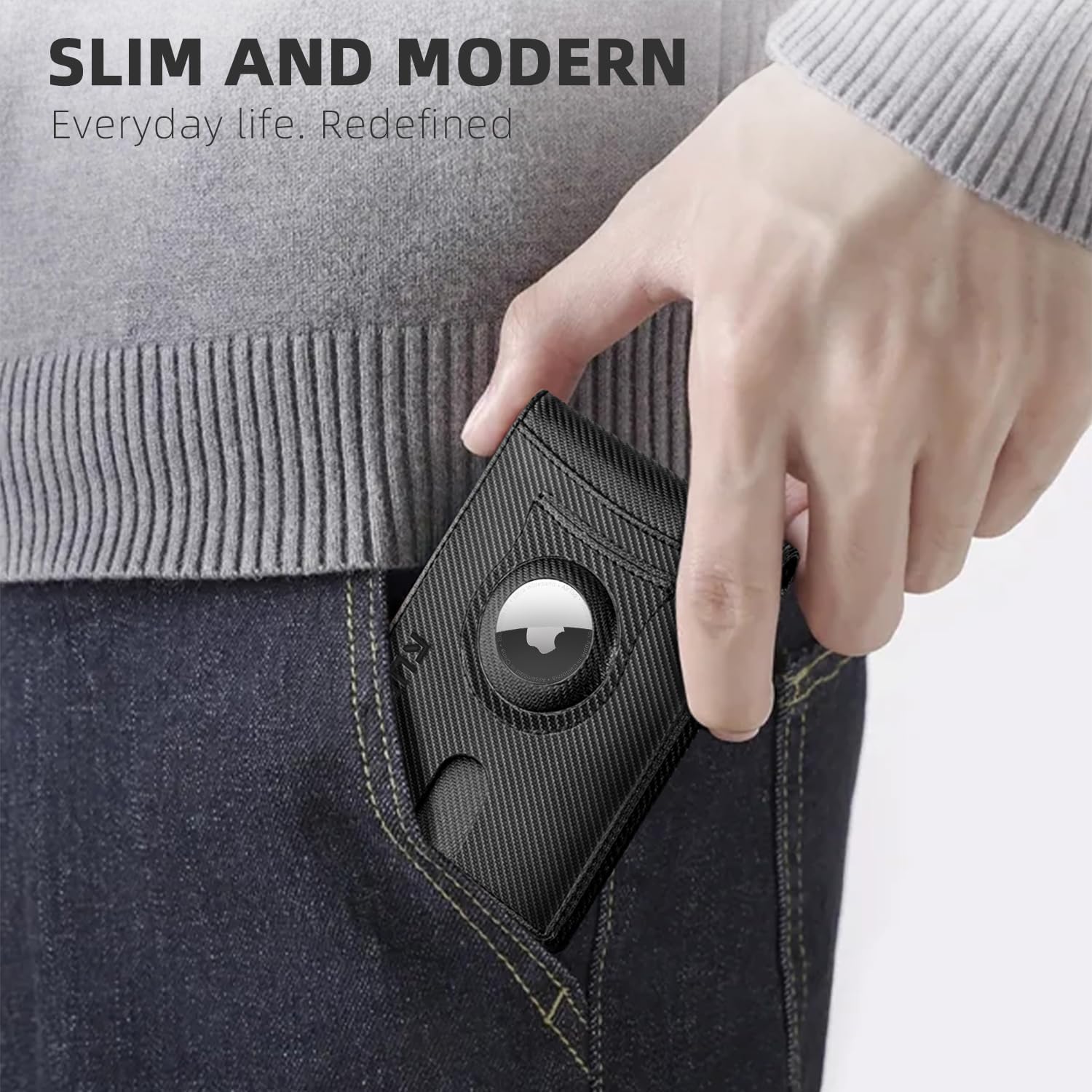 RUNBOX AirTag-Wallet-Mens-Slim-RFID Blocking Wallets Leather with Bill ...