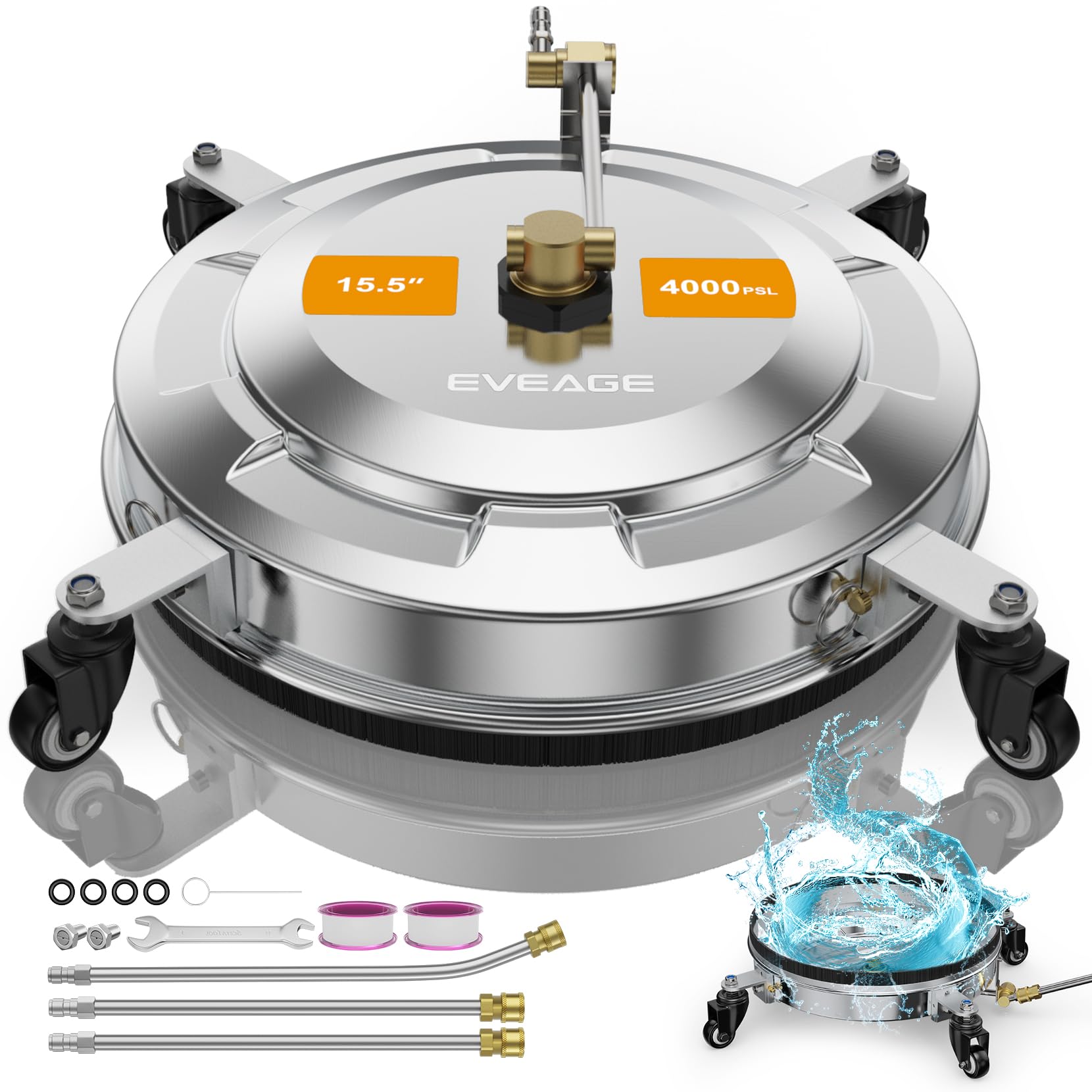 EVEAGE 15.5" Surface Cleaner & Undercarriage Pressure Washer Attachment ...