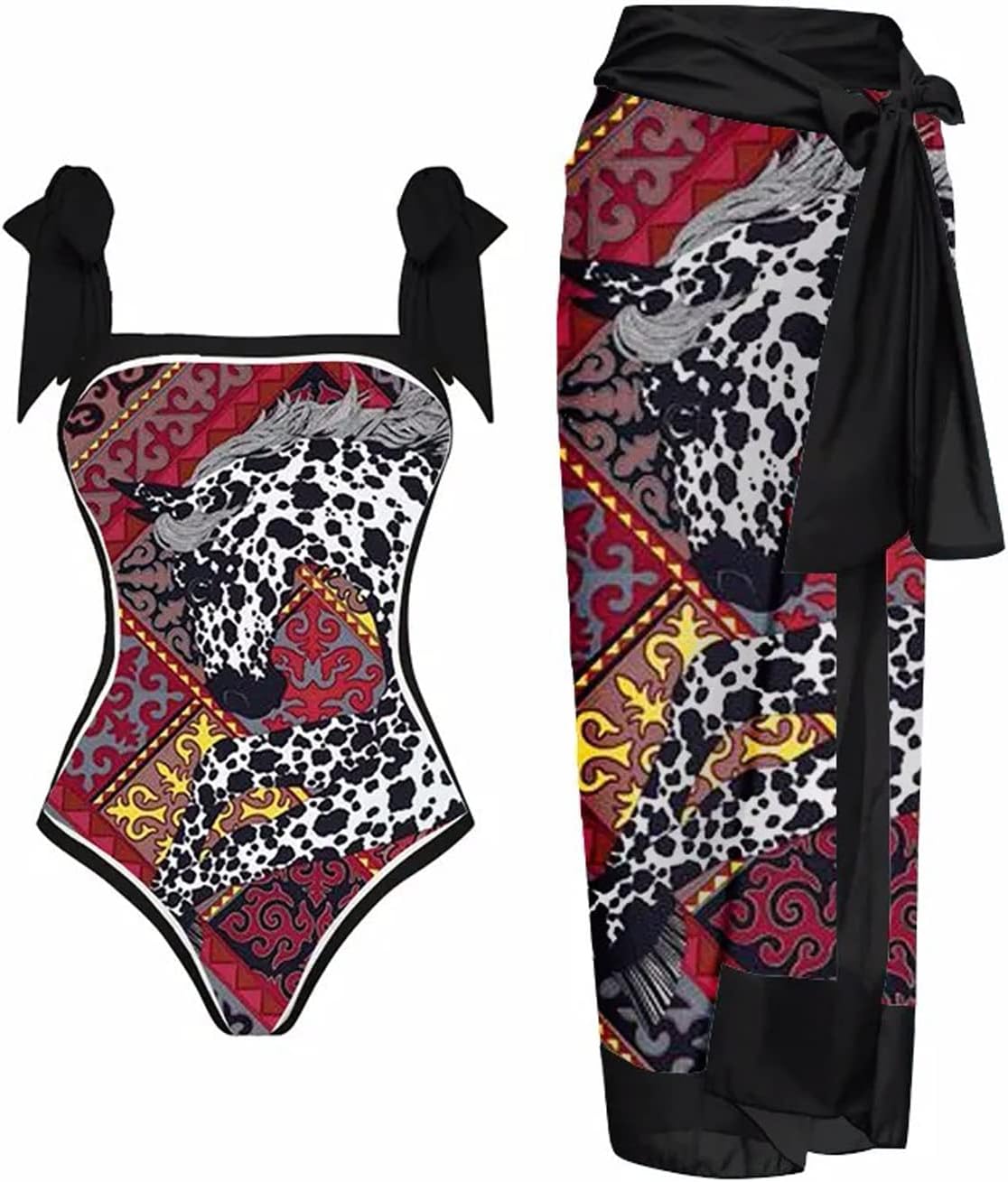 Amazon.com: GBARAN One Piece Bathing Suit for Women with Maxi Wrap ...
