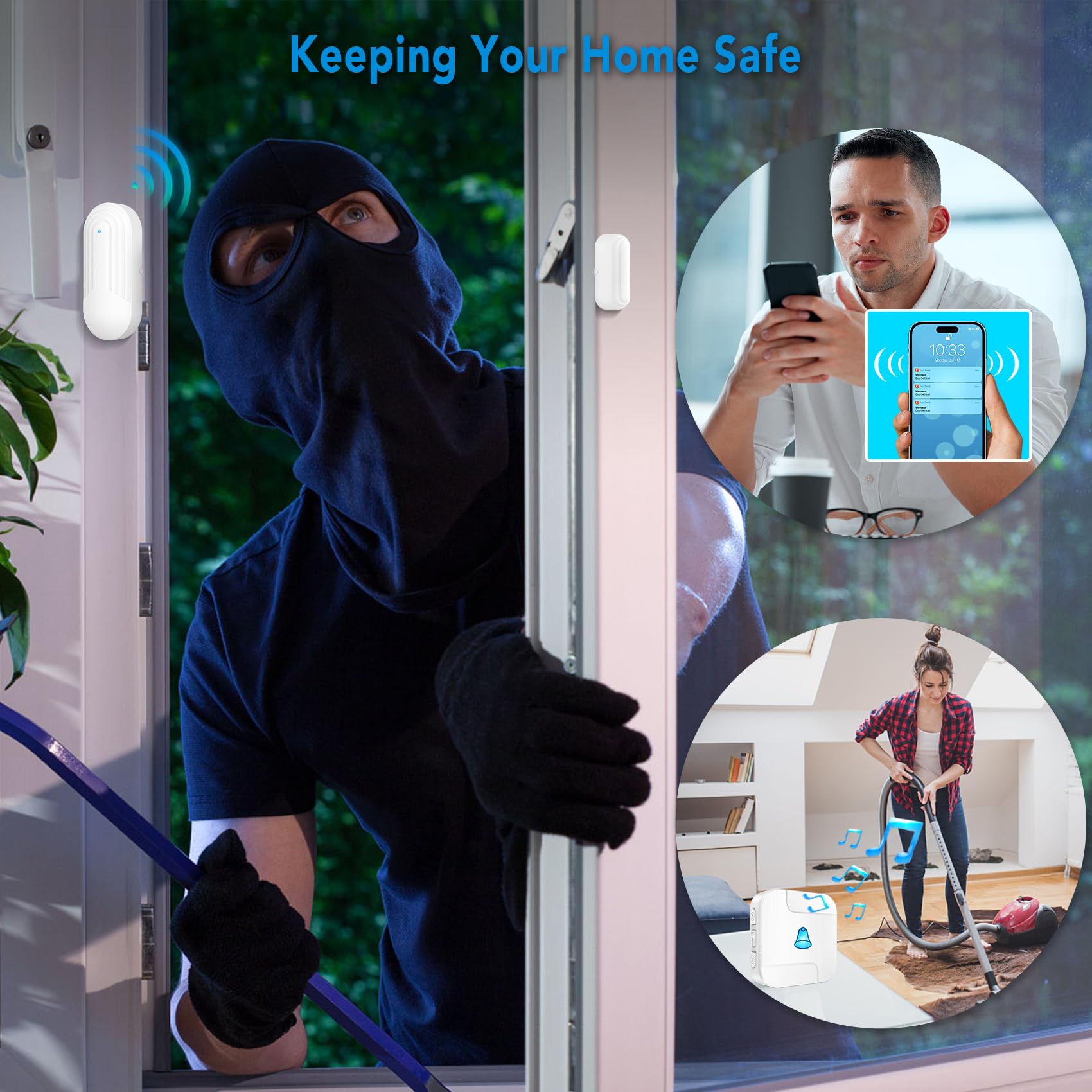 HUWOO Smart WiFi Wireless Caregiver Pager Door Chimes Compatible with ...