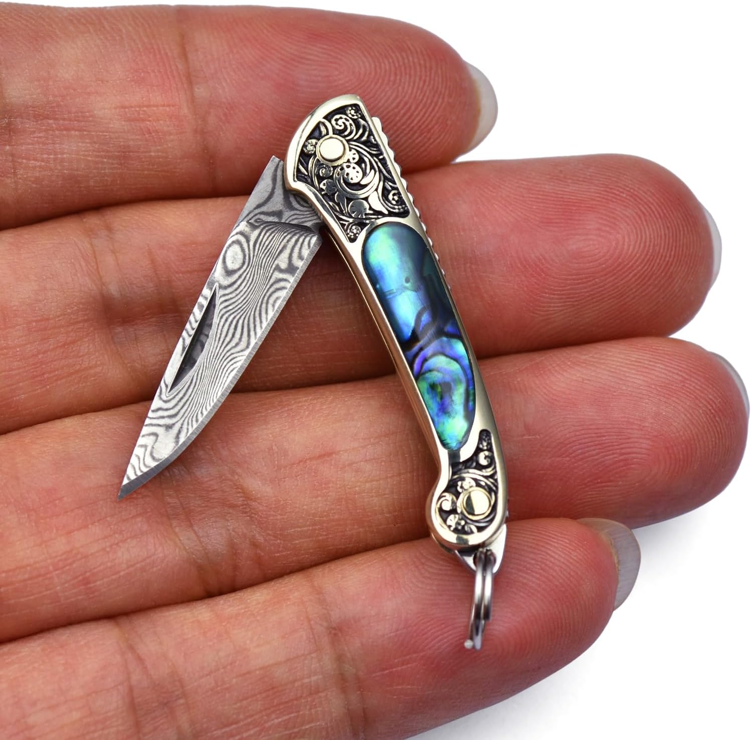 Amazon.com: JPCRMOV Mini Pocket Knife Damascus Keychain for Women ...