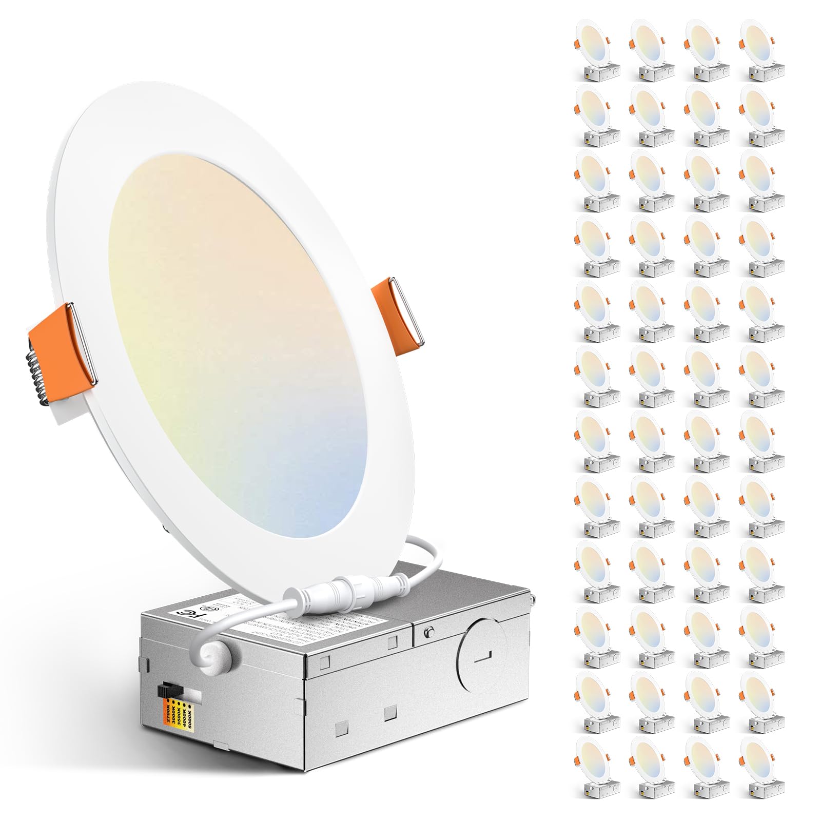 Amico 48 Pack 6 Inch 5CCT Ultra-Thin LED Recessed Ceiling Light with ...