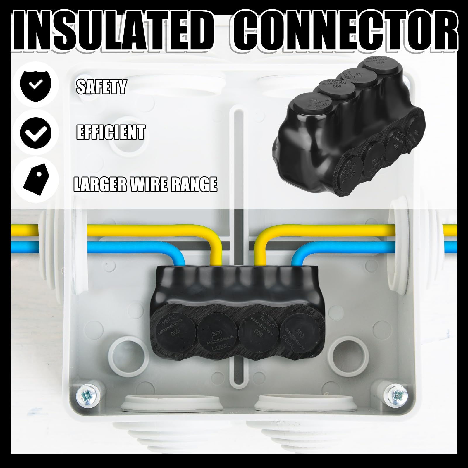 Snapklik.com : Copkim 2 Pcs Black Multi Cable Connector, 4 Wire Ports ...