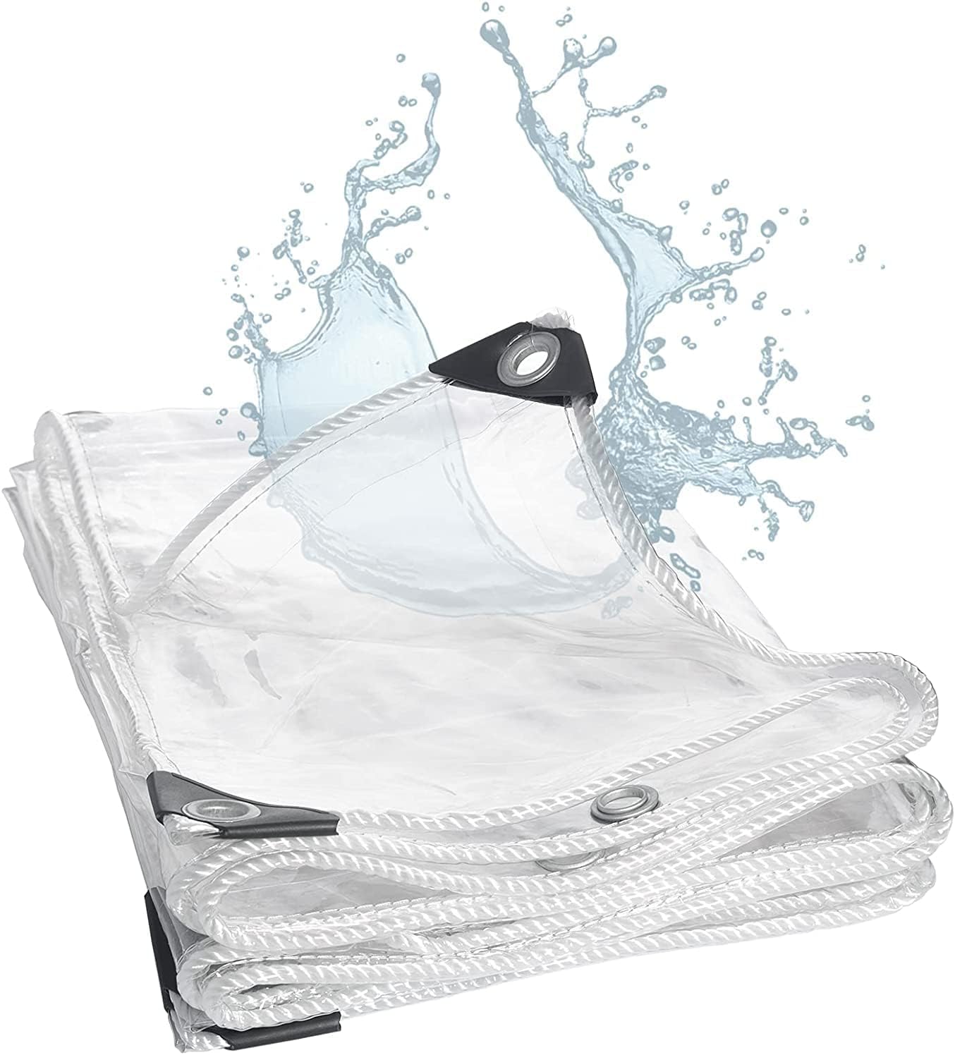 FoundGo Clear Heavy Duty Tarpaulin 2x2m Waterproof 420 g/m² Clear Tarp ...