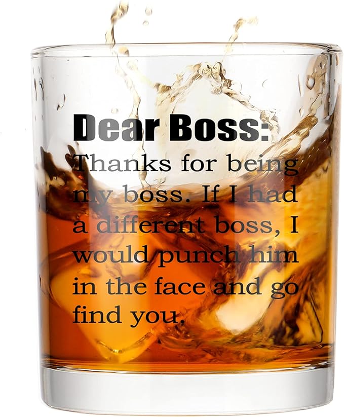 Amazon.com | Futtumy Whiskey Glass Dear Boss, Thanks for being My Boss ...