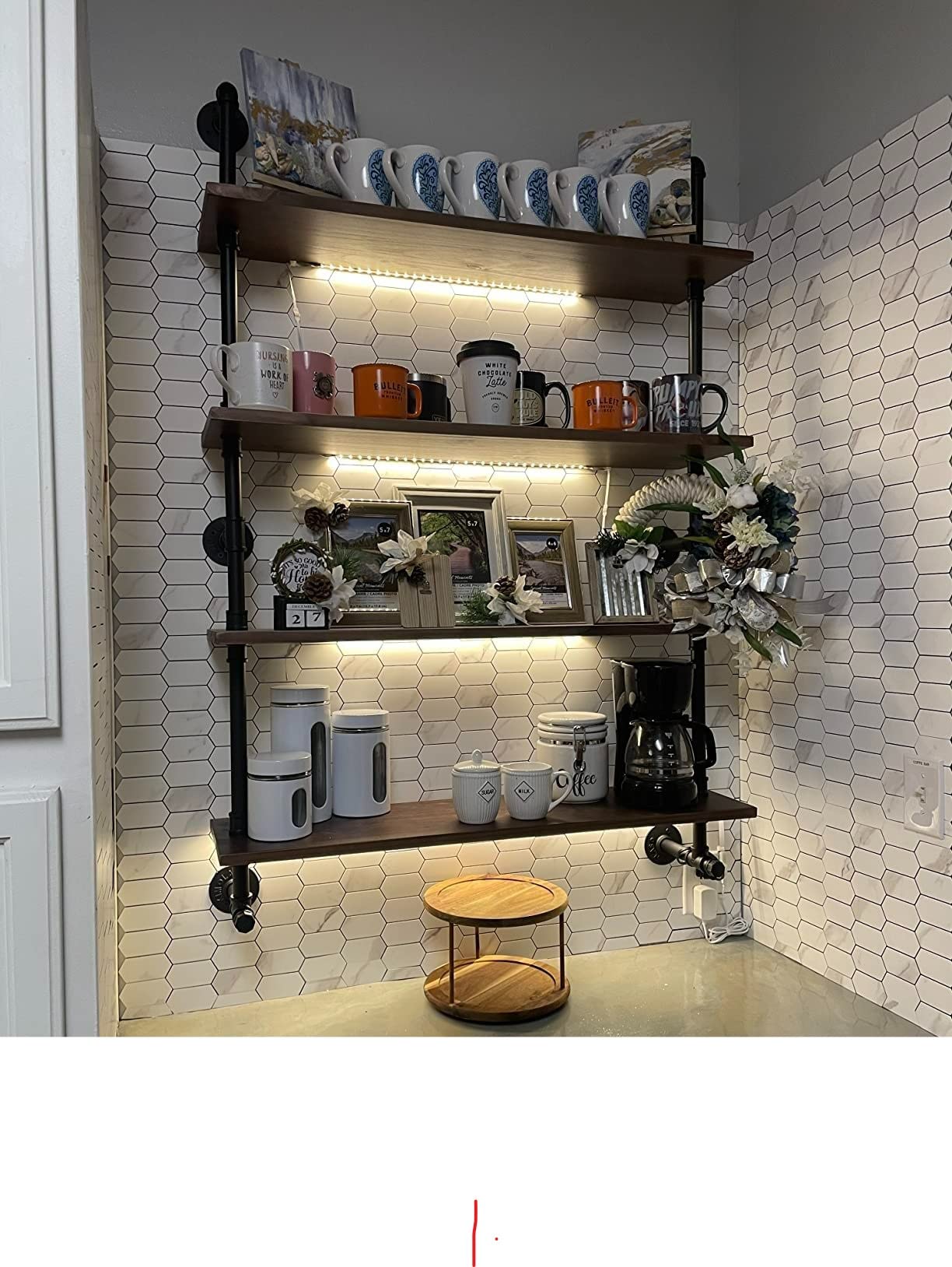 Industrial Pipe Wall Shelves Pipe Shelving with Real Wood Plank ,36 ...