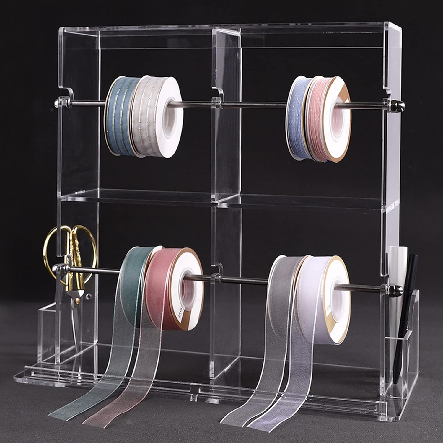 Amazon.com: Acrylic Ribbons Holder, Clear Ribbon Storage Rolls Rack ...