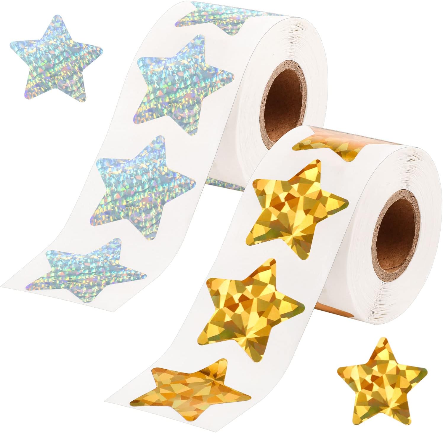Prasacco 500 Stück Stern Smile Aufkleber, Golden Star Smile Aufkleber ...