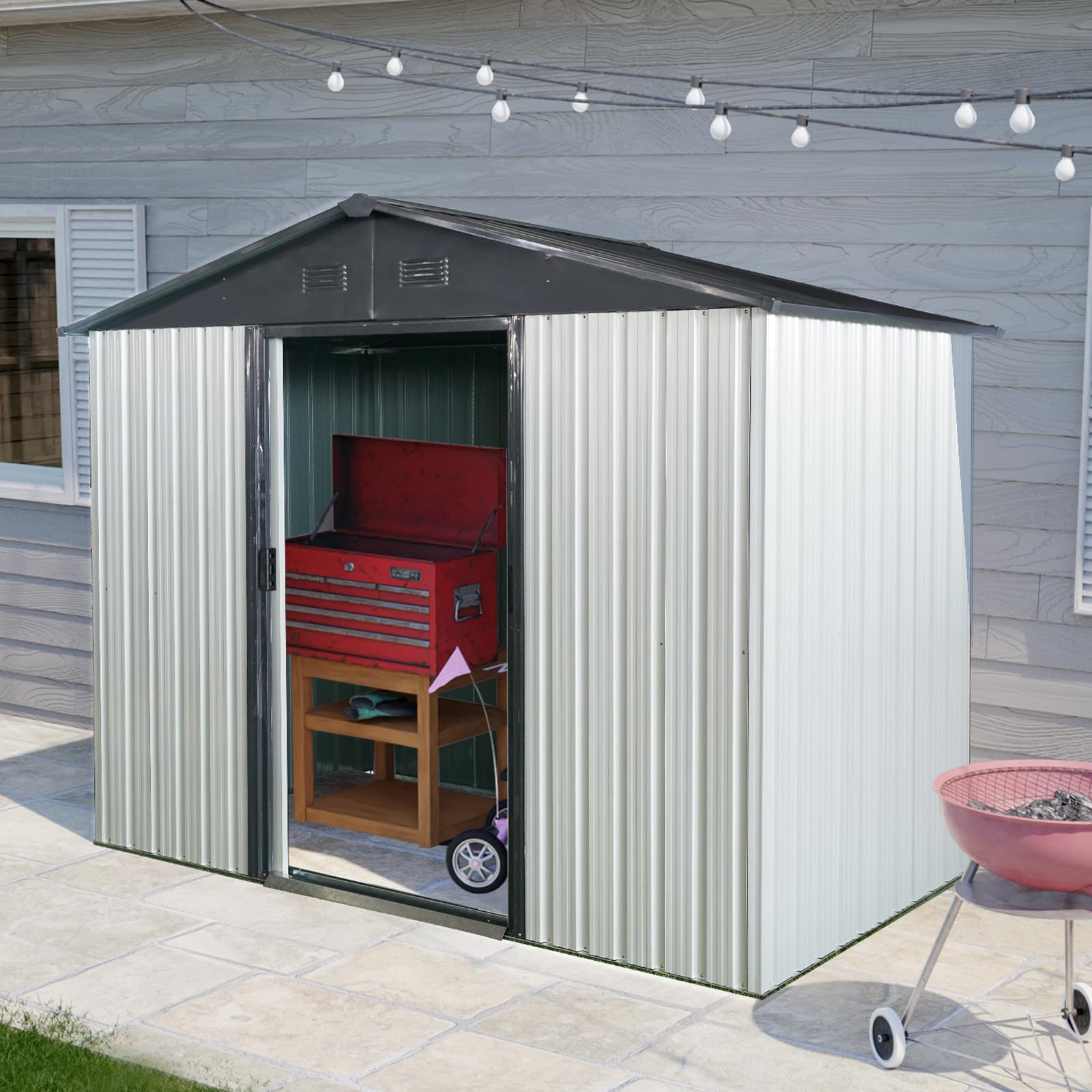 Snapklik.com : Ball & Cast 8x4ft Metal Outdoor Storage Shed