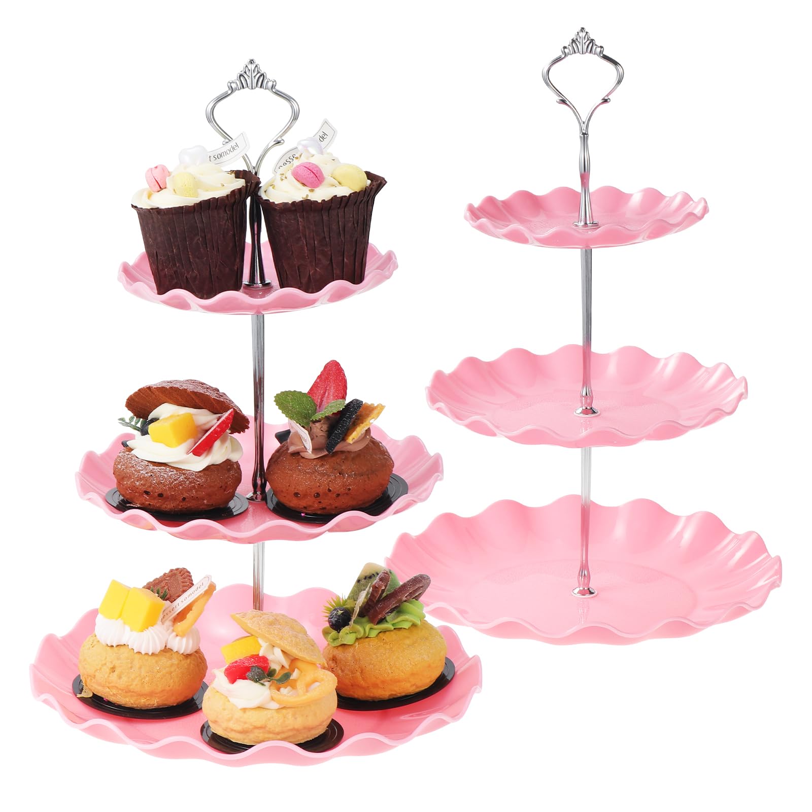 TsunNee 2PCS 3-Tier Cake Stand Cupcake Holder, Dessert Plates Cakes ...