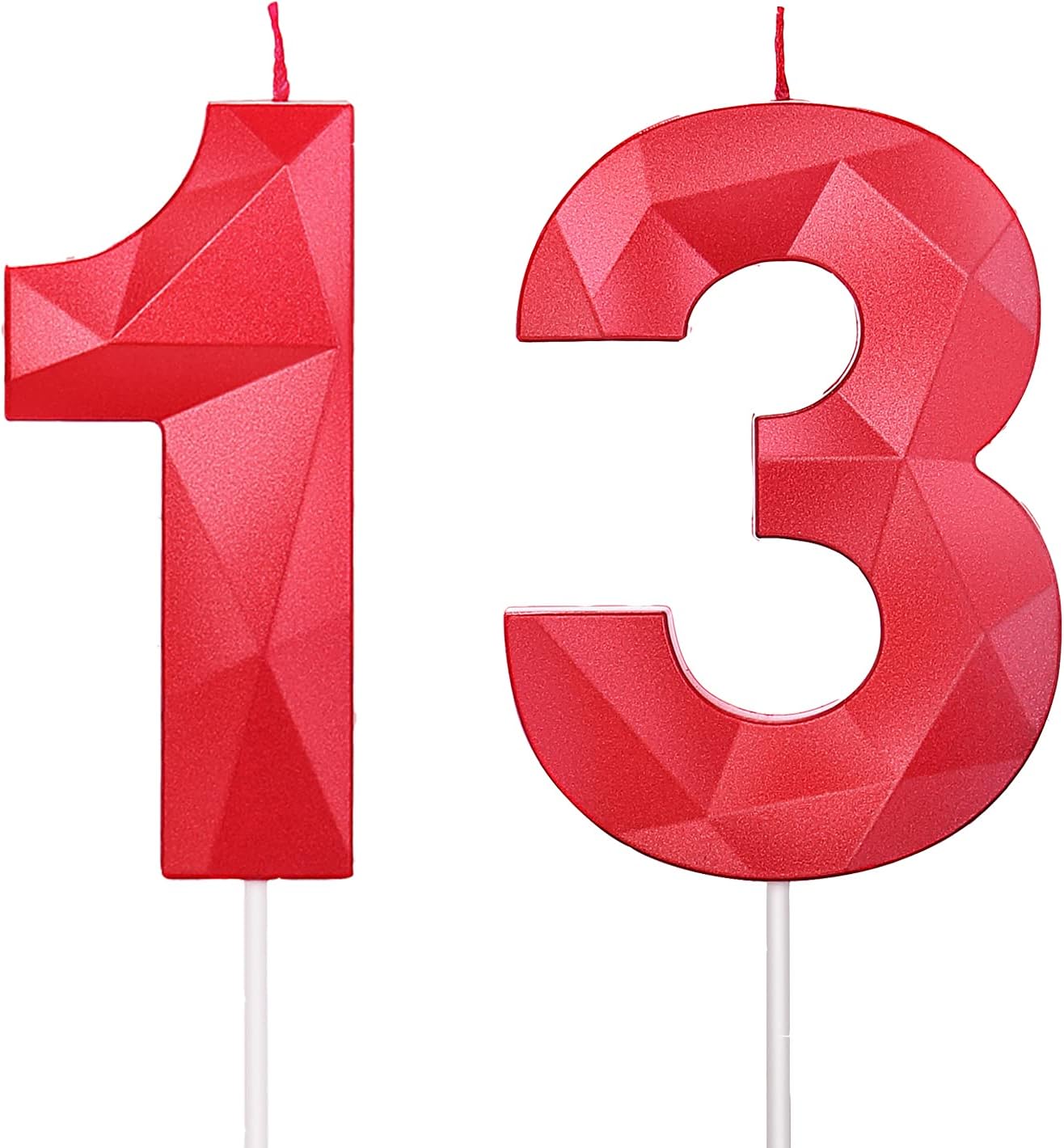 Amazon.com: 13th Birthday Candles,3D Diamond Shape Number 13 Candles ...