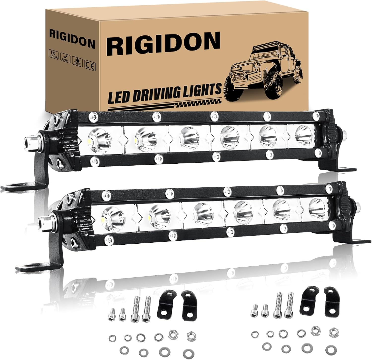 Amazon.com: RIGIDON 2PCS 30W LED Light Bar 7Inch Slim Spot Light Bar ...