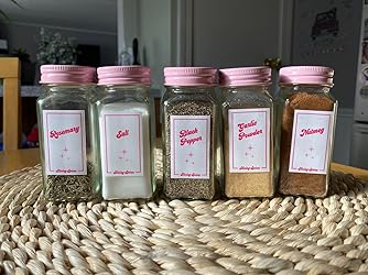 Amazon.com: Paris Hilton Glass Spice Jar Storage Set, 4-Ounce Empty Spice Jars with Labels ...