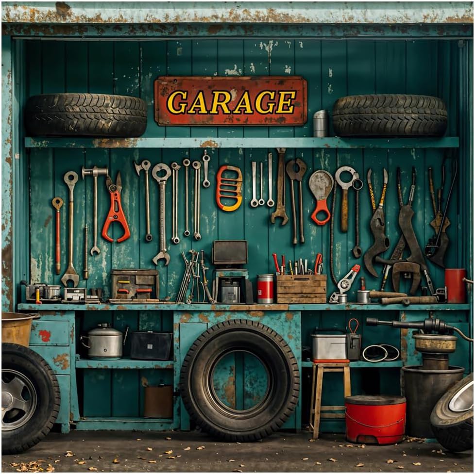 Amazon.com : Kate 10x10ft Garage Backdrops for Photography Repair Tools ...