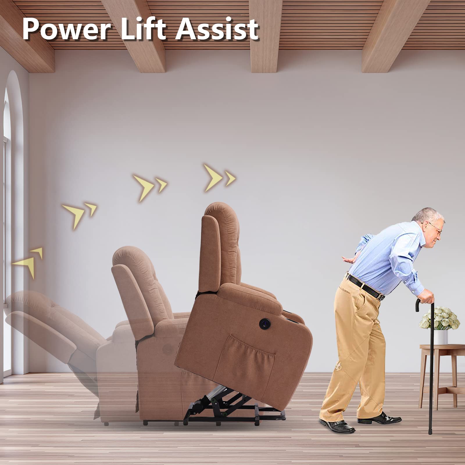Buy MAGIC UNION Power Lift Electric Recliner Chair Fabric for Elderly ...