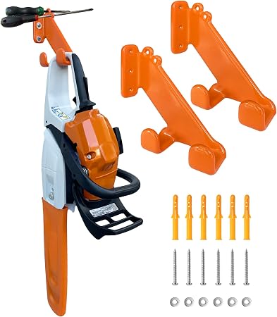 OSROENE Chainsaw Hanger, 2 Pack Chainsaw Wall Mount, Heavy Duty ...