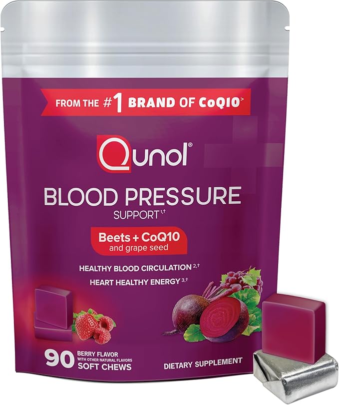Amazon.com: Qunol Beets Chews for Blood Pressure Support, 3 in 1 Beets ...