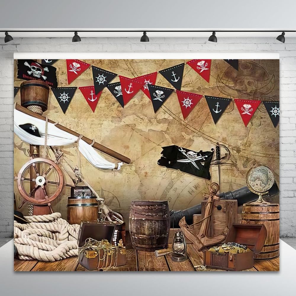 Amazon.com : Pirate Ship Backdrop Nautical Old Wooden Deck Sailboat ...